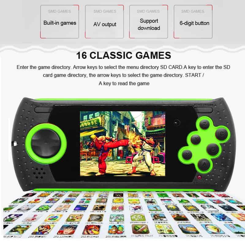 2.7 Inch 16 BIT Console de Jeux avec 100 Jeux et Lecteur Video MP4